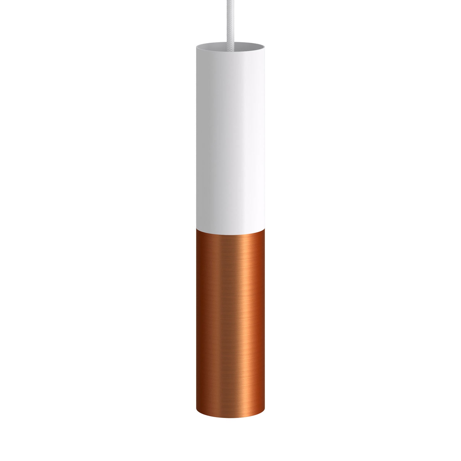 Tub-E14, tubo de metal doble para foco - Blanco mate y cobre satinado ...